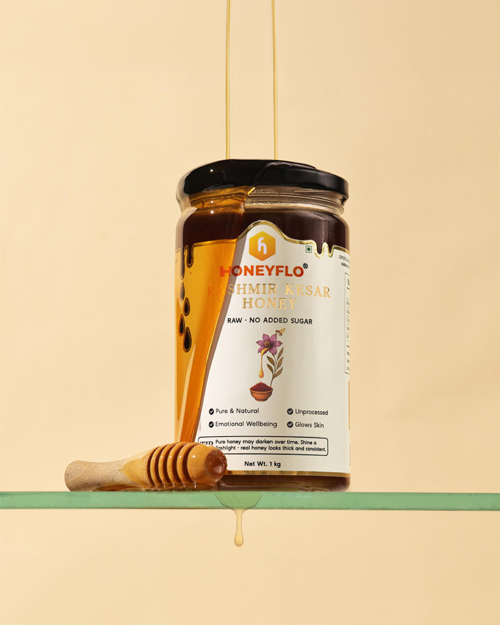 Kashmir Kesar Honey – Raw Saffron-Infused Honey from Kashmir | Honey Flo